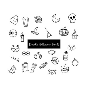 Halloween Doodle Font, Instant File Otf Font Download, Digital Haunted ...