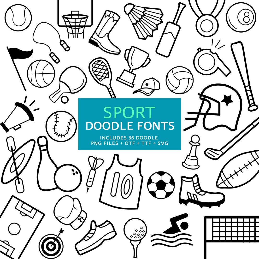 Sport Doodle Fonts, Instant File Otf, Ttf Font Download, Digital Font ...