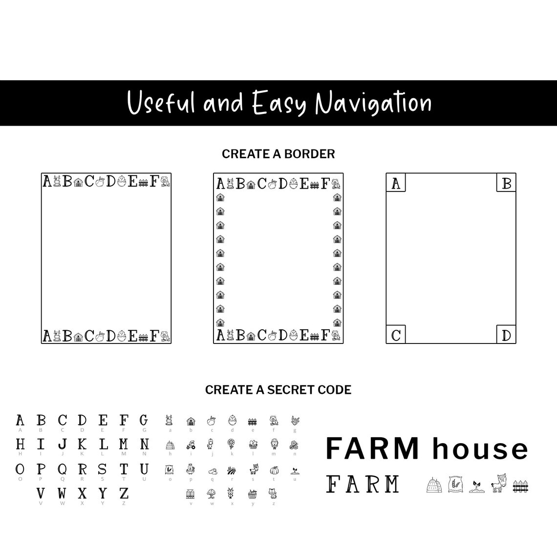 Farmhouse Cliparts and Fonts Instant File Otf Ttf Font - Etsy