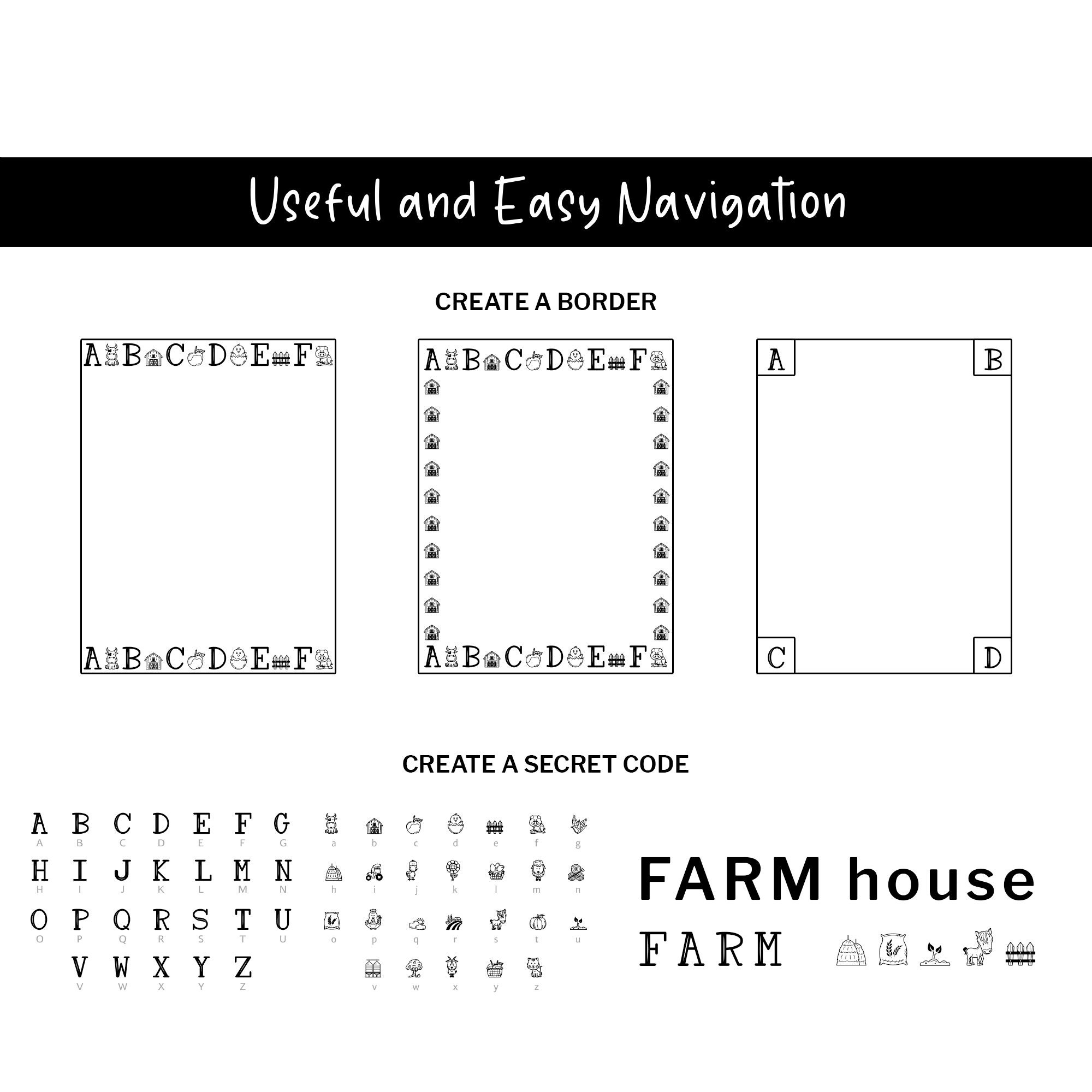 Farmhouse Cliparts and Fonts, Instant File Otf, Ttf Font Download ...