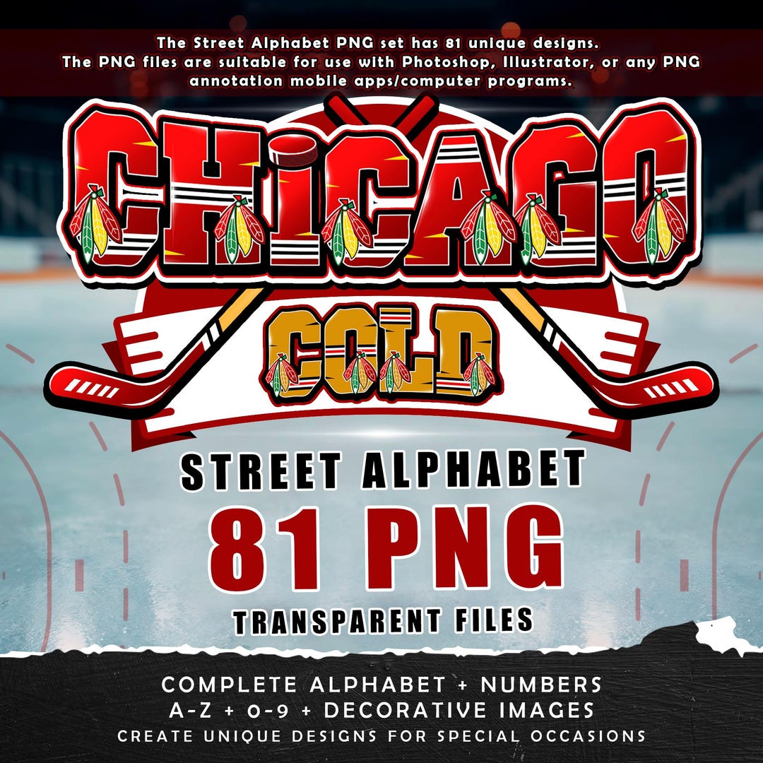 Chicago Cold Graffiti Font: Alphabet PNG, Ice Hockey Clipart (digital ...