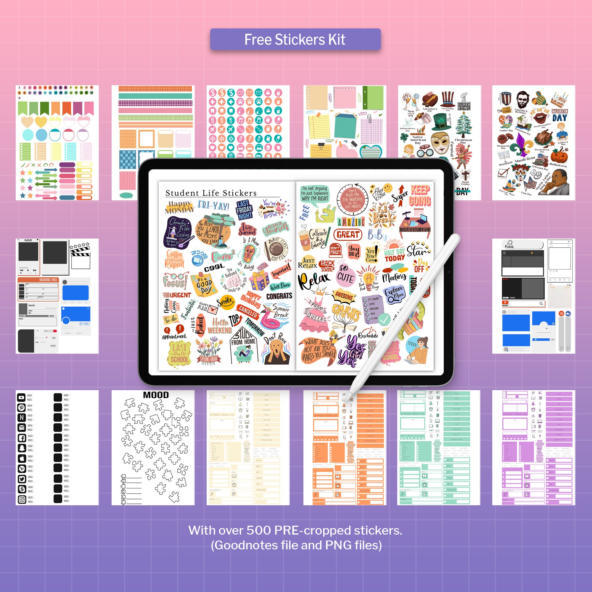 Pastel Student Life Digital Planner: Undated, Hyperlinked (PDF) - Etsy