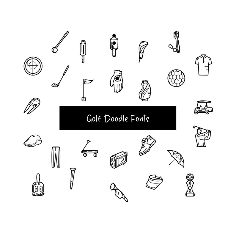 Golf Doodle Fonts, Instant File Otf, Ttf Font Download, Sports Theme ...