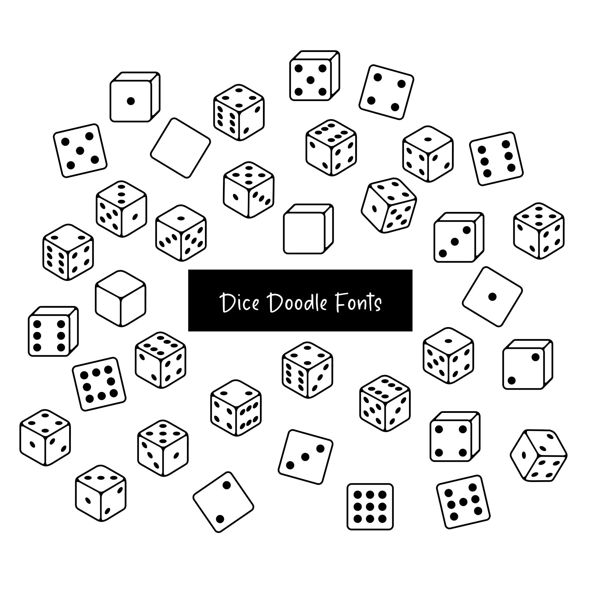 Dice Doodle Fonts, Instant File Otf, Ttf Font Download, Digital Font ...