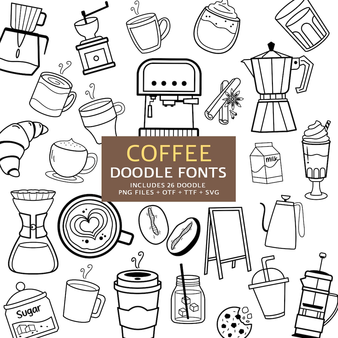 Coffee Doodle Fonts, Instant File Otf, Ttf Font Download, Digital Font ...