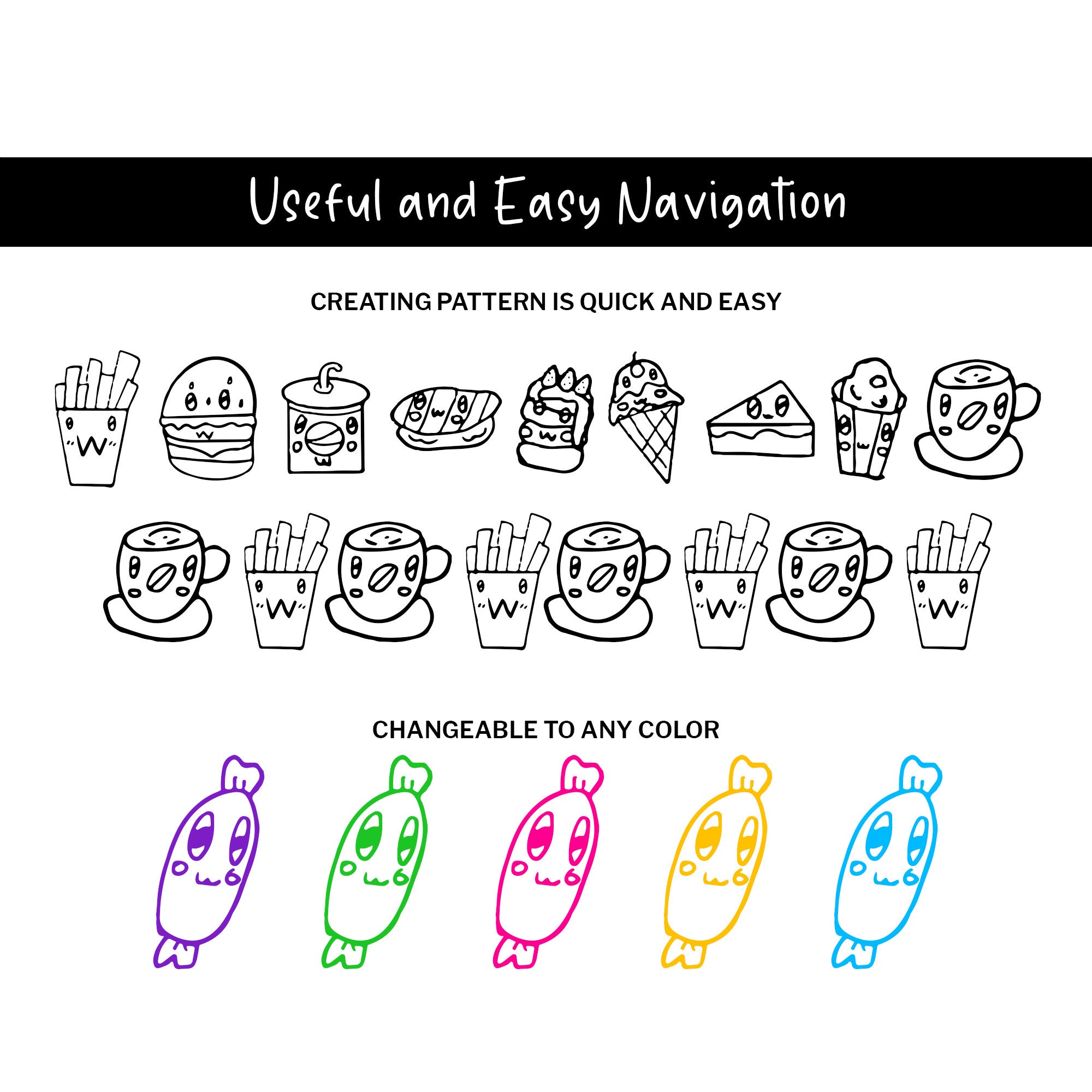 Cute Food Monsters Doodle Fonts, Instant File Otf, Ttf Font Download ...