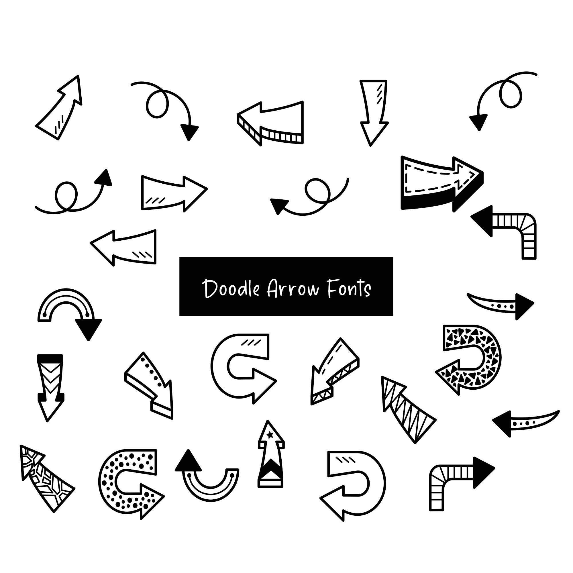 Doodle Arrow Fonts Instant File Otf Font Download Digital - Etsy