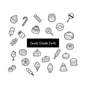 Sweets Doodle Fonts, Instant File Otf, Ttf Font Download, Digital Font ...