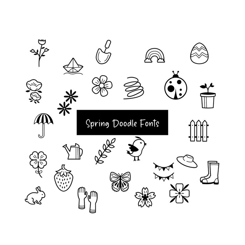 Spring Doodle Fonts, Instant File Otf, Ttf Font Download, Digital ...