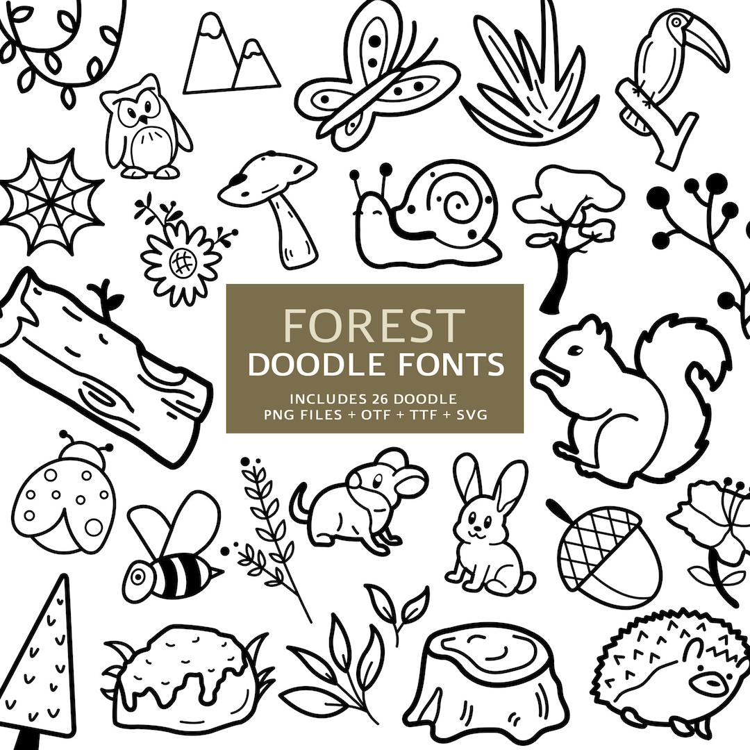 Forest Doodle Fonts, Instant File Otf, Ttf Font Download, Digital Font ...