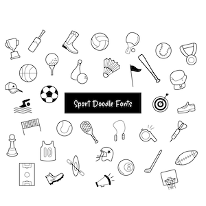 Sport Doodle Fonts, Instant File Otf, Ttf Font Download, Digital Font ...