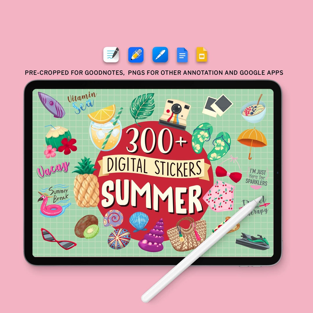 Summer Digital Sticker Pack, 300+ Png Digital Planner Stickers, Pre ...
