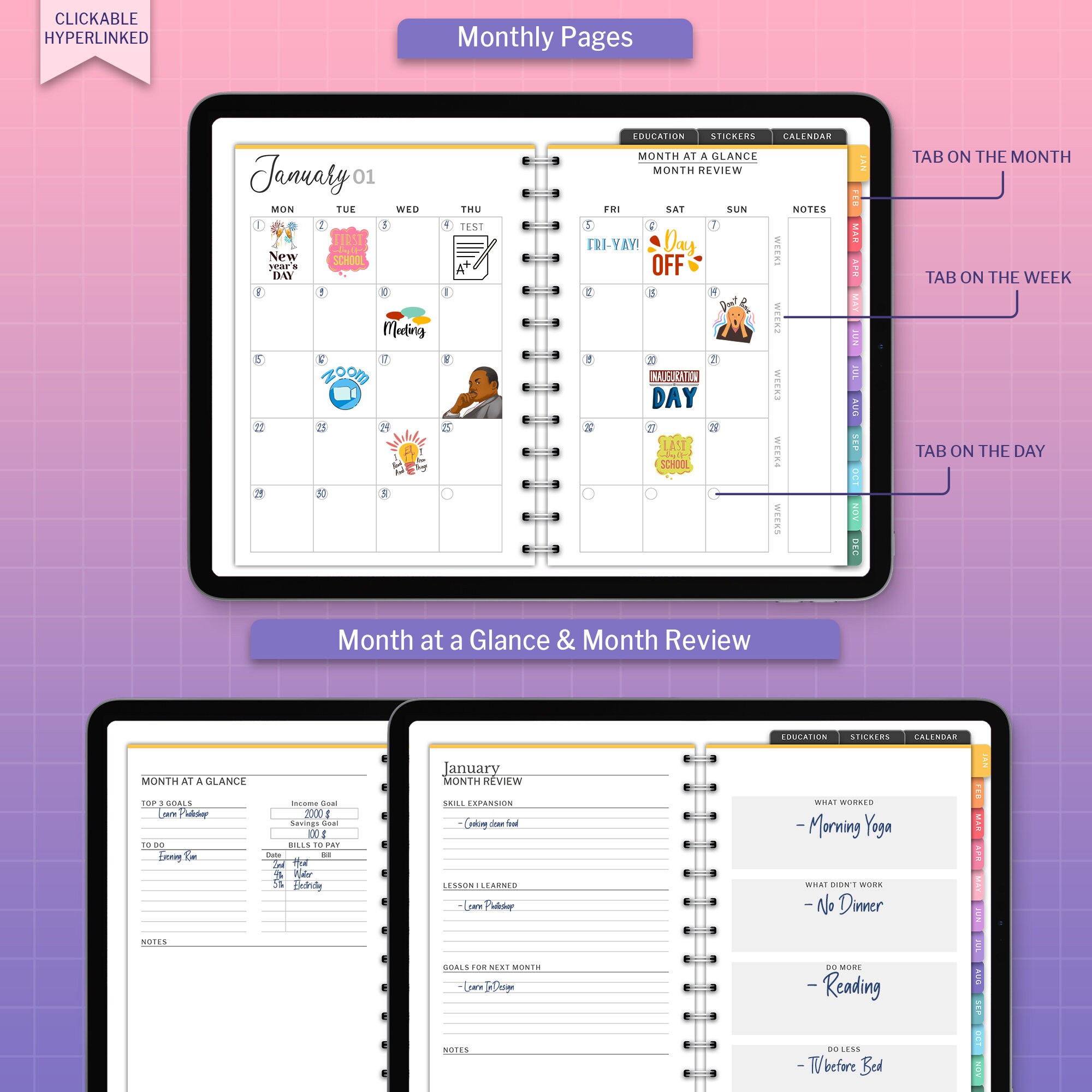 Pastel Student Life Digital Planner: Undated, Hyperlinked (PDF) - Etsy