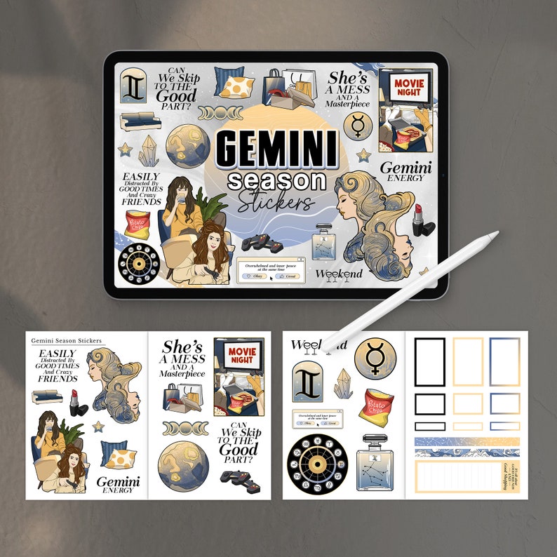 Gemini Season Digital Stickers, 35 PNG Funny Humorous, Astrology ...