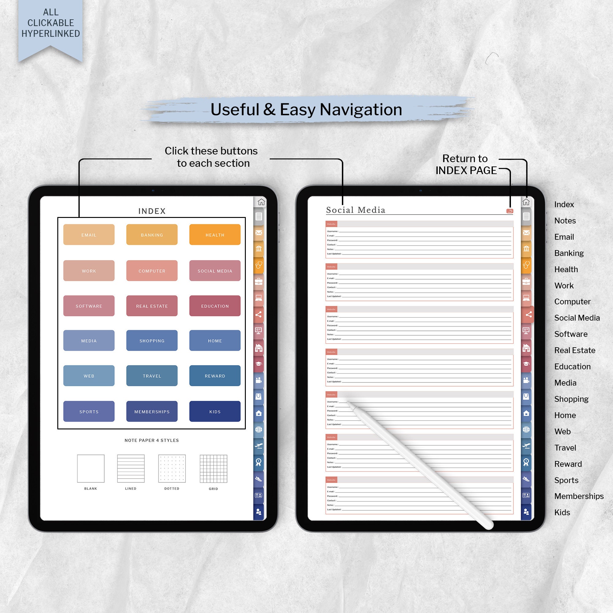 Digital Password Log, Password Logbook Keeper, Password Tracker ...