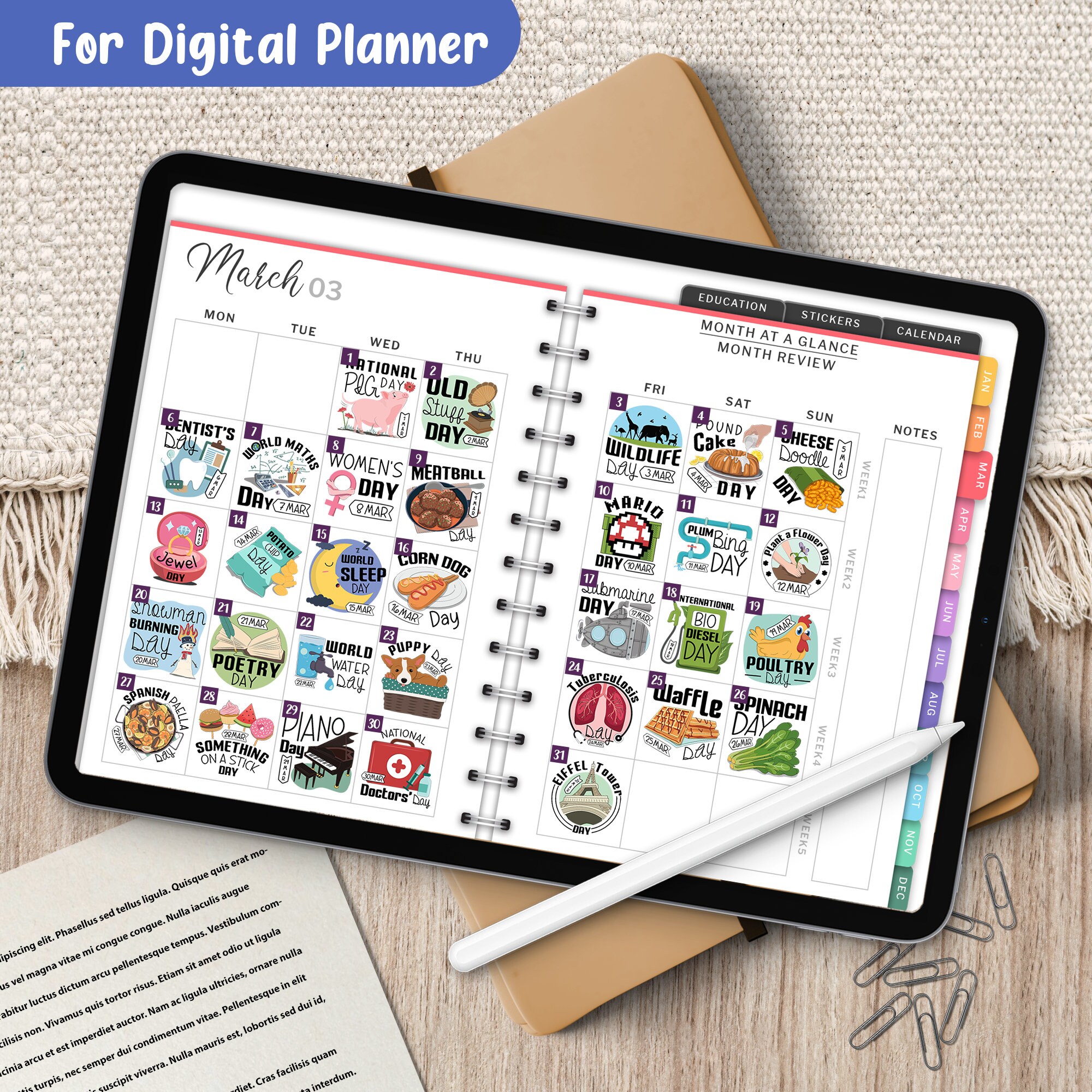 March Wacky Holidays Sticker, 25 Png Funny Awareness Digital Planner ...