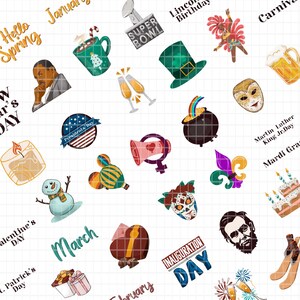 Holiday Digital Sticker Pack, 300+ Png Digital Planner Stickers, Pre ...