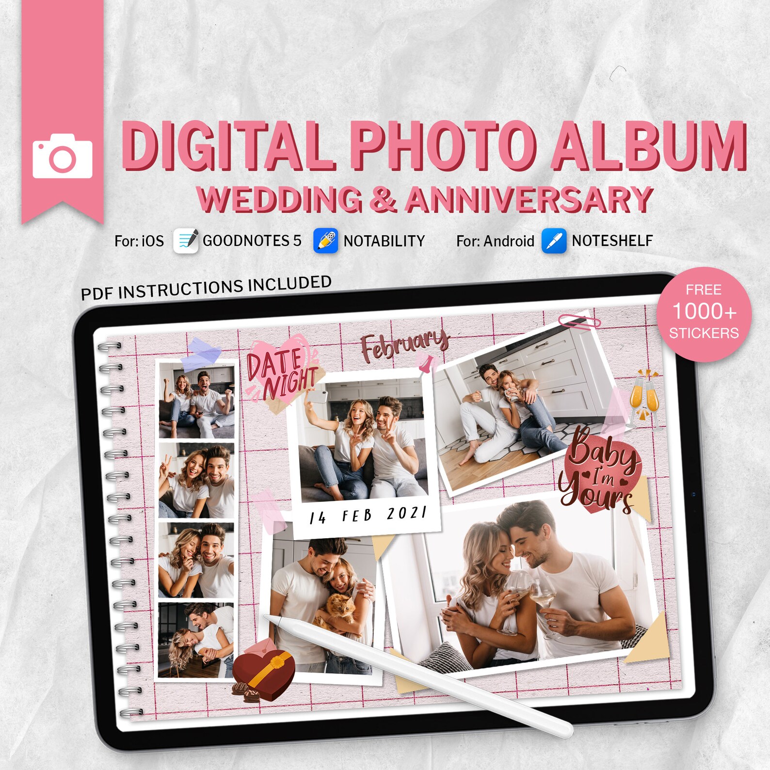 Digital Wedding Anniversary Photo Album, Scrapbook Journal Album ...