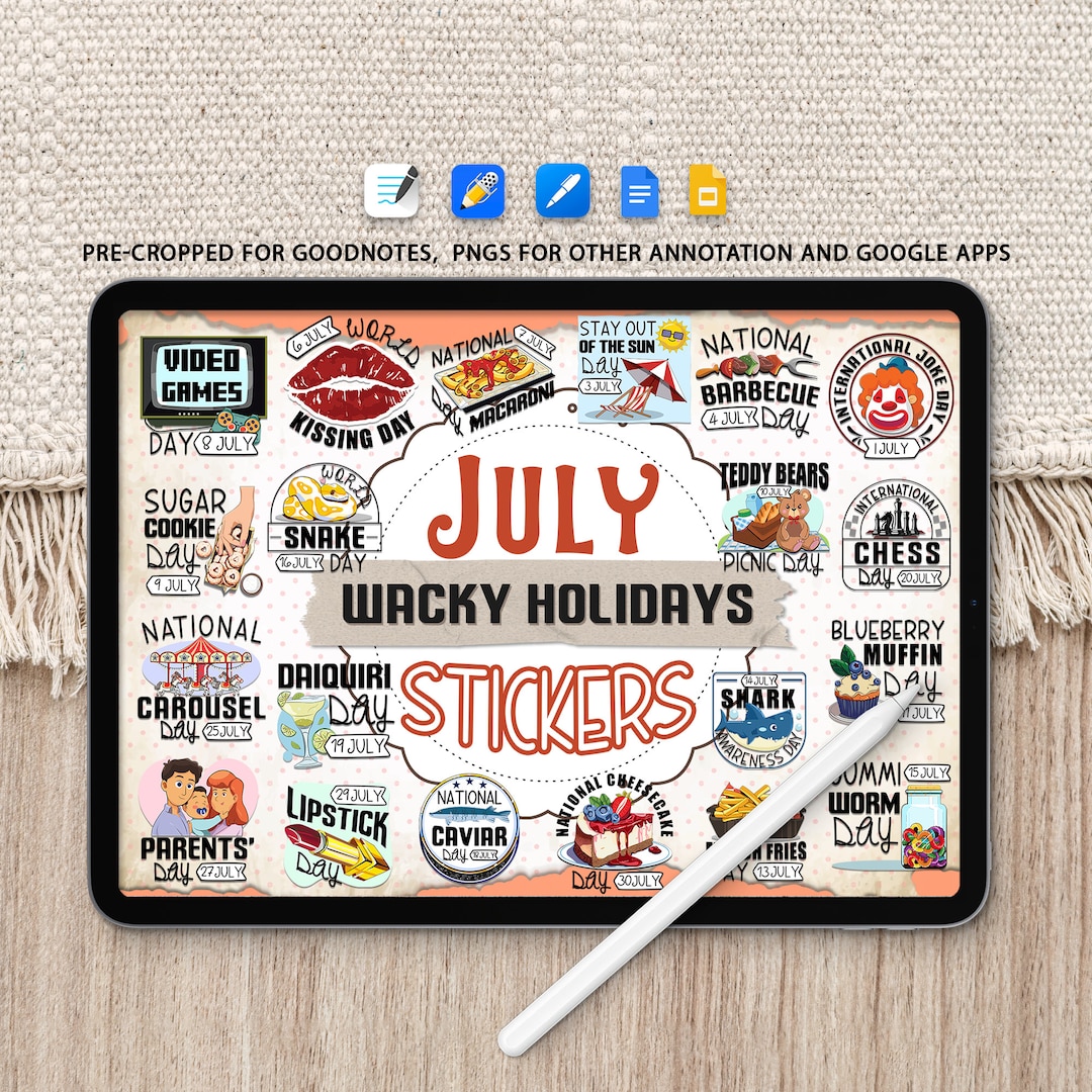 July Wacky Holidays Sticker, 25+ Png Funny Awareness Digital Planner ...