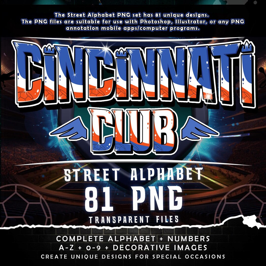 Cincinnati Club Graffiti Font: 81 PNG Clipart Files (digital Download ...