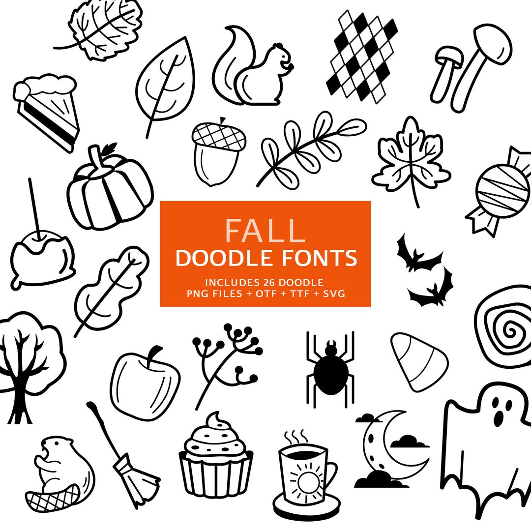 Fall Doodle Fonts, Instant File Otf, Ttf Font Download, Digital Font ...