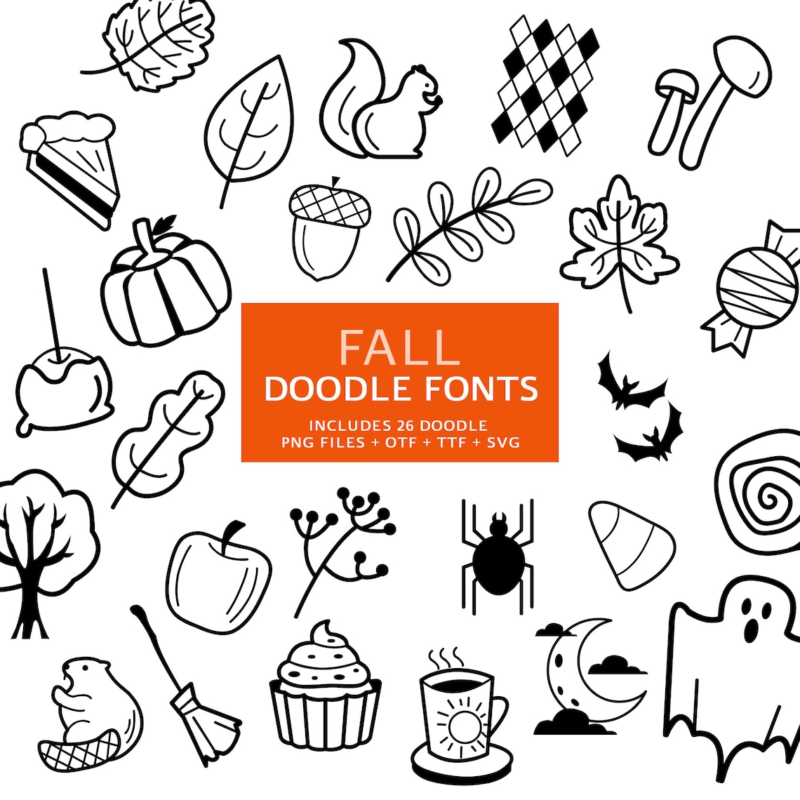 Fall Doodle Fonts Instant File Otf Ttf Font Download - Etsy