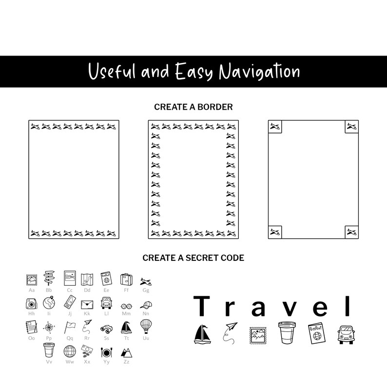 Travel Doodle Fonts, Instant File Otf, Ttf Font Download, Digital Font ...