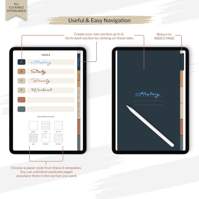 Personalized Digital Notebook, Custom 6 Subjects Digital Notepad, Blank ...