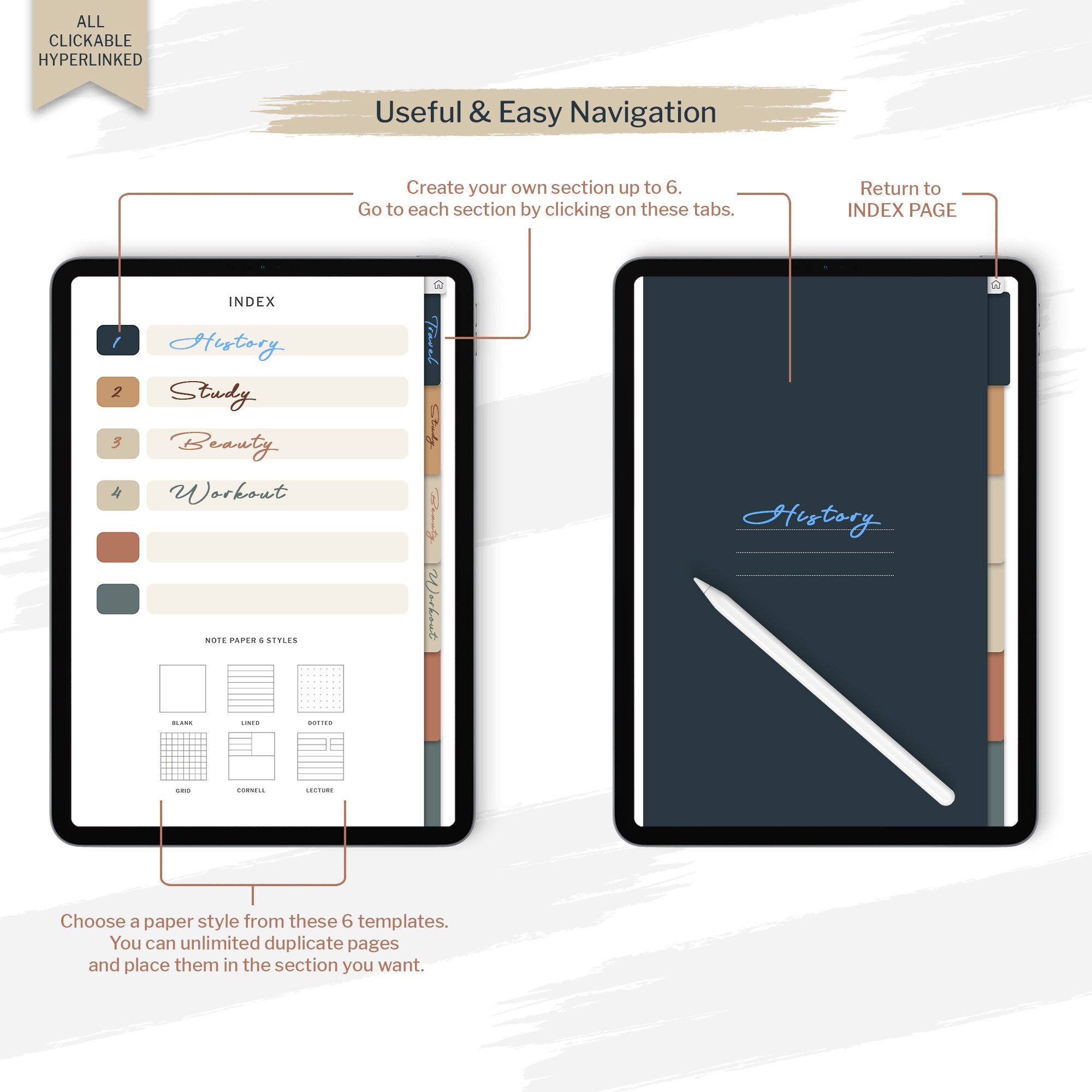 Personalized Digital Notebook, Custom 6 Subjects Digital Notepad, Blank ...