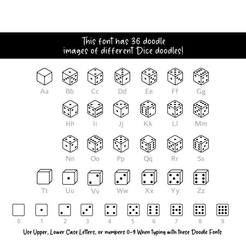 Dice Doodle Fonts, Instant File Otf, Ttf Font Download, Digital Font ...