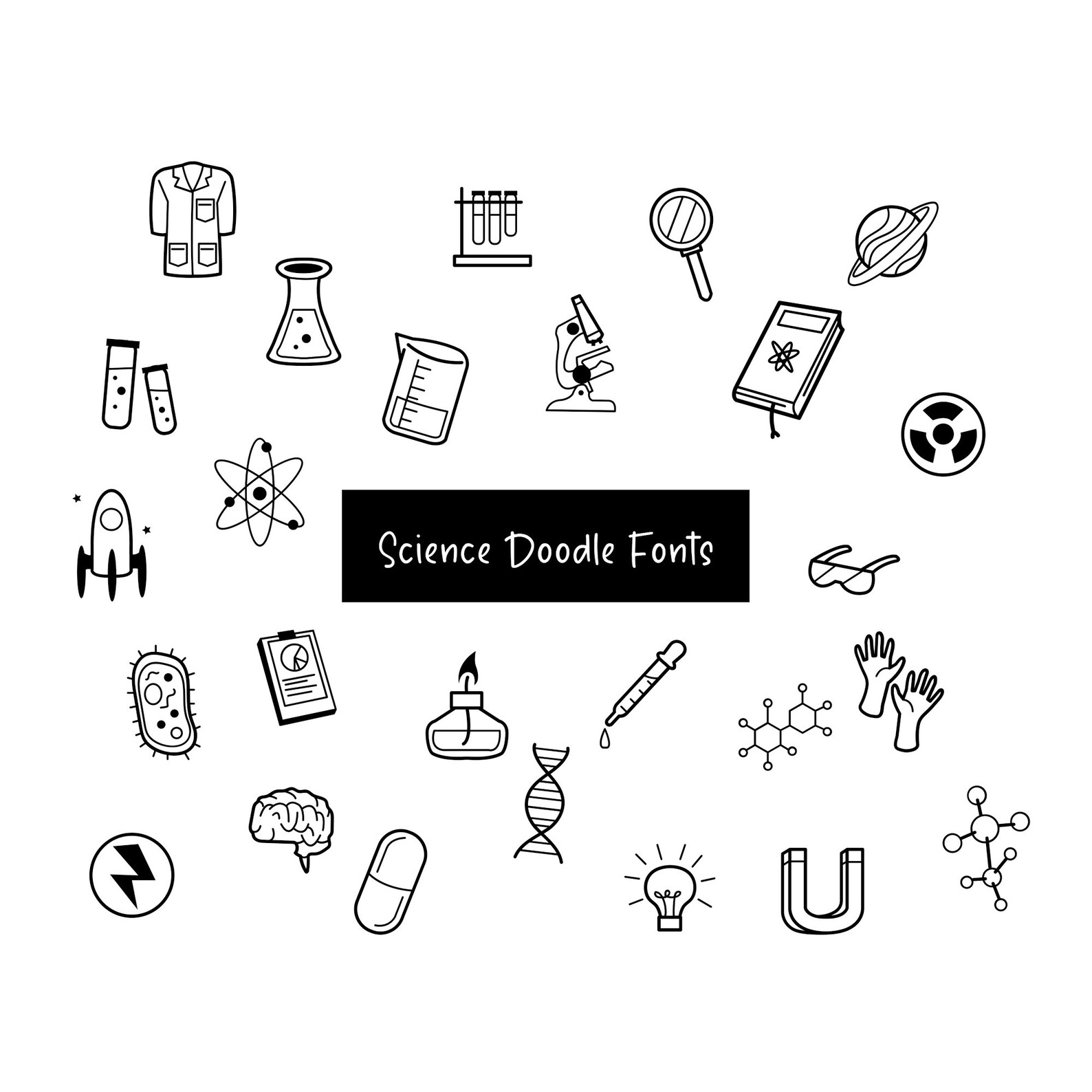 Science Doodle Font, Instant File Otf, Ttf Font Download, Digital Font ...