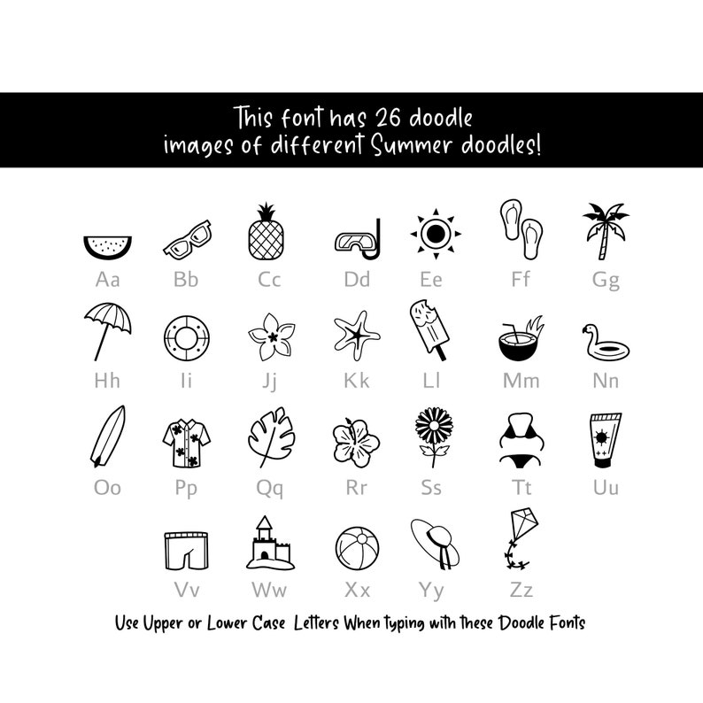 Summer Doodle Fonts, Instant File Otf, Ttf Font Download, Digital ...