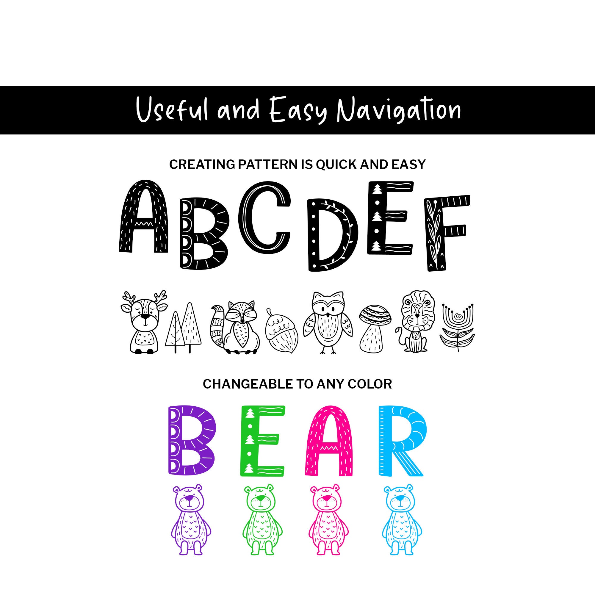 Folk Forest Cliparts and Fonts, Instant File Otf, Ttf Font Download ...
