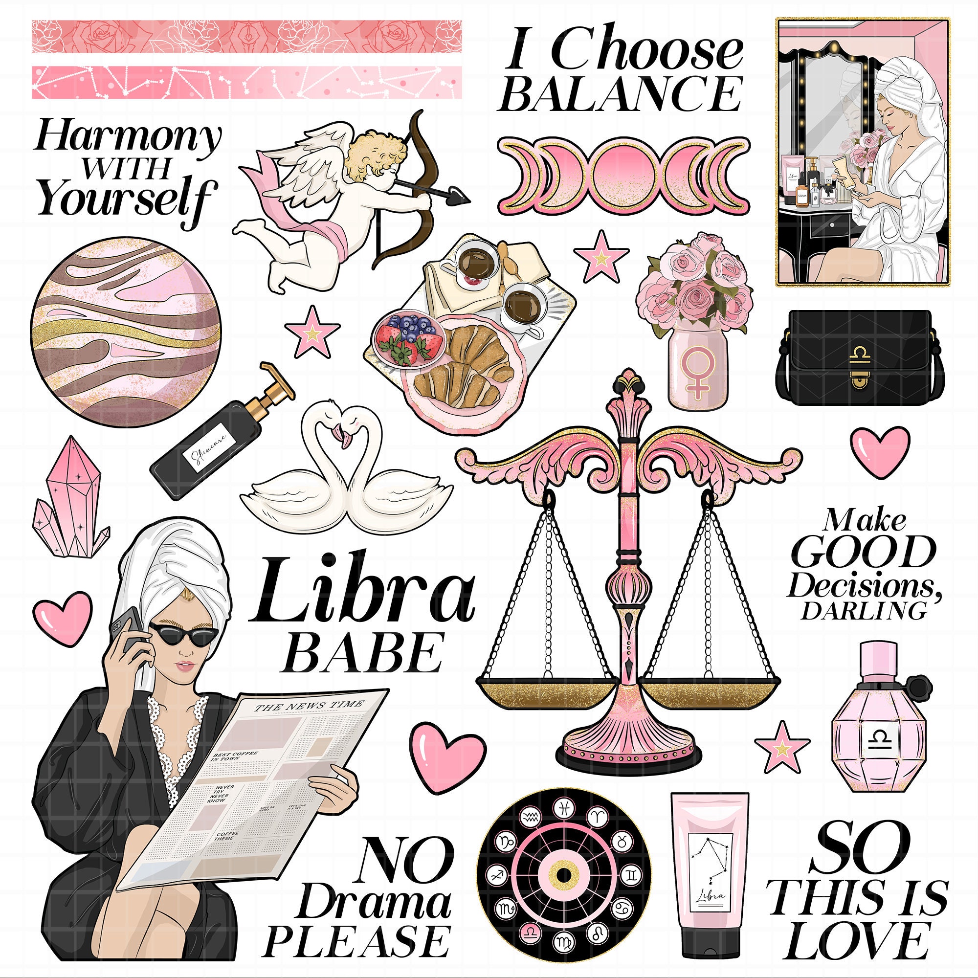 Libra Season Digital Stickers: Funny Astrology Clipart (36 PNG) - Etsy