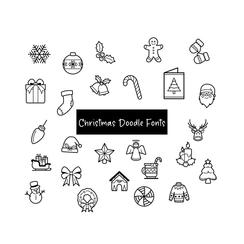 Christmas Doodle Fonts, Instant File Otf, Ttf Font Download, Digital ...