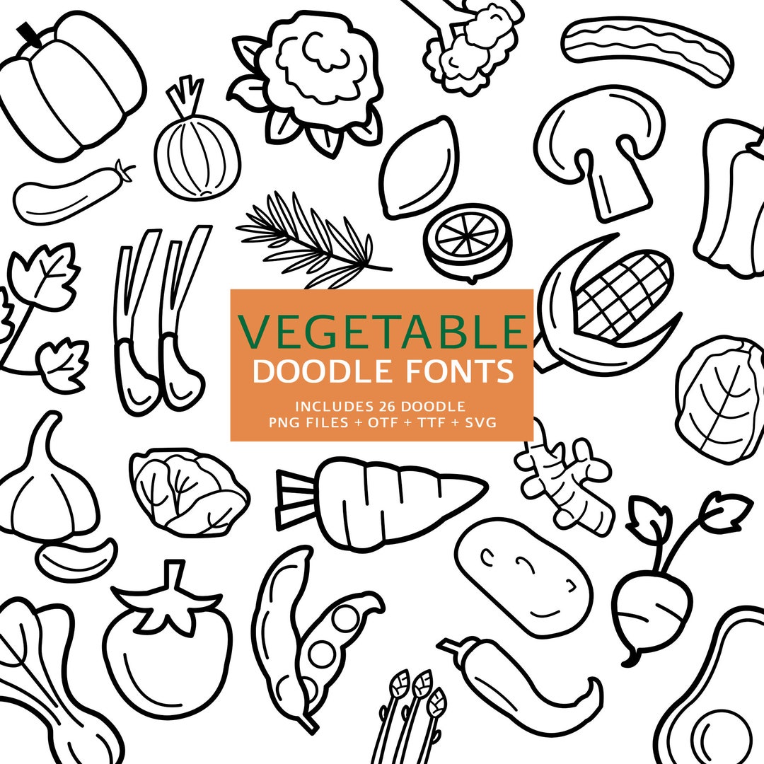 Vegetable Doodle Fonts Instant File Otf Ttf Font Download - Etsy