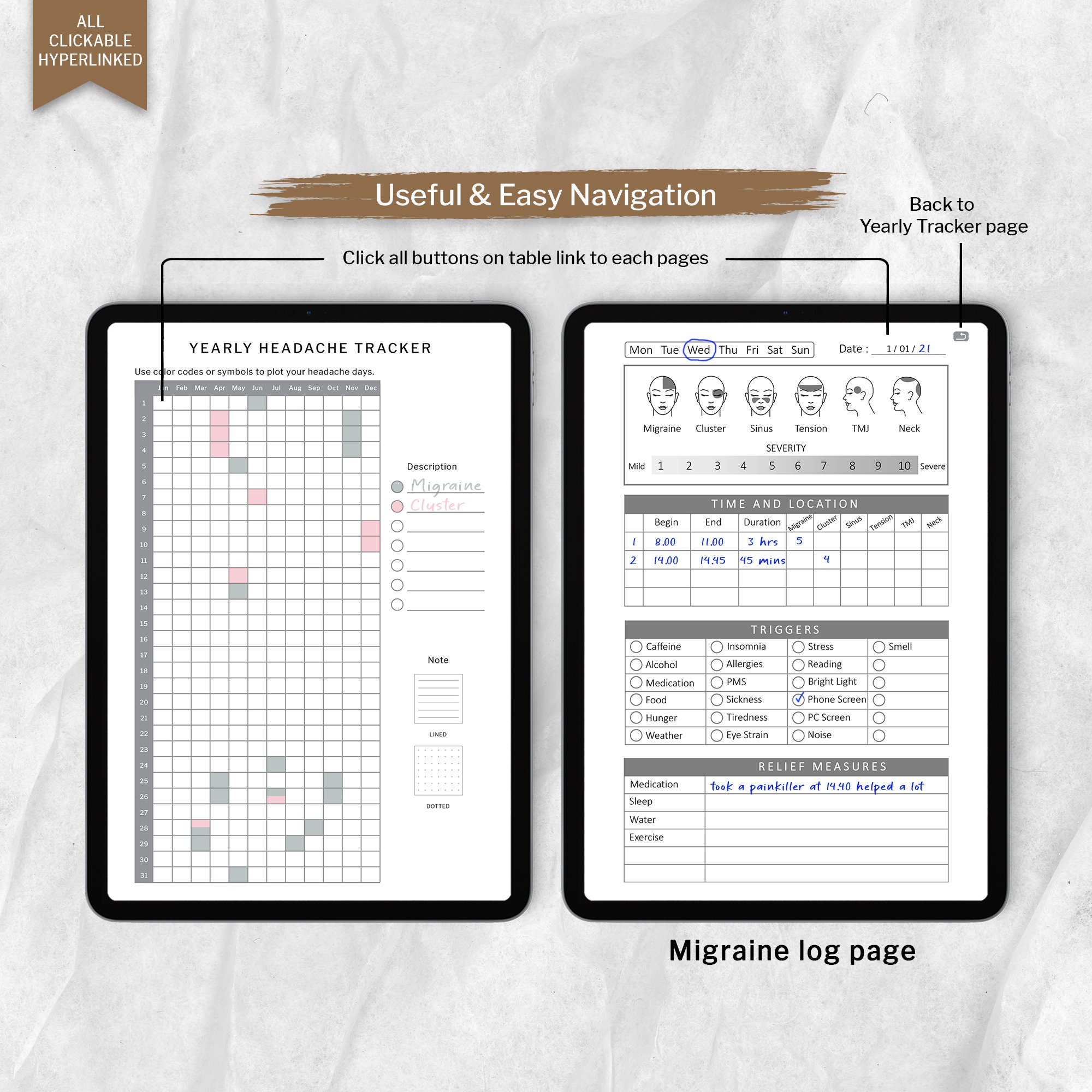 Digital Migraine Log, Headache Relief Logbook, Health Tracker, Digital ...