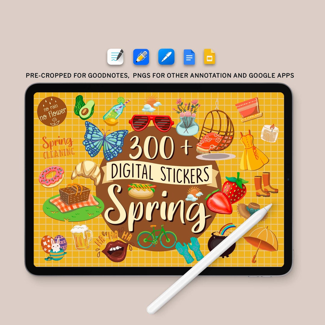 Spring Digital Sticker Pack, 300+ Png Digital Planner Stickers, Pre ...
