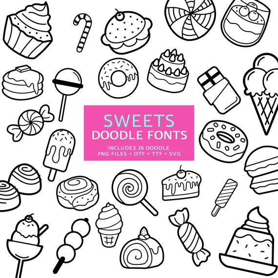Sweets Doodle Fonts Instant File Otf Ttf Font Download - Etsy