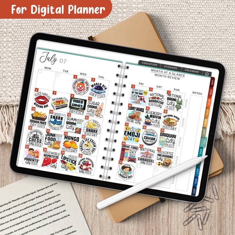 July Wacky Holidays Sticker, 25+ Png Funny Awareness Digital Planner ...