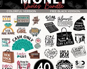 40 Uplifting Quotes SVG Bundle, Colorful and Black Version ...