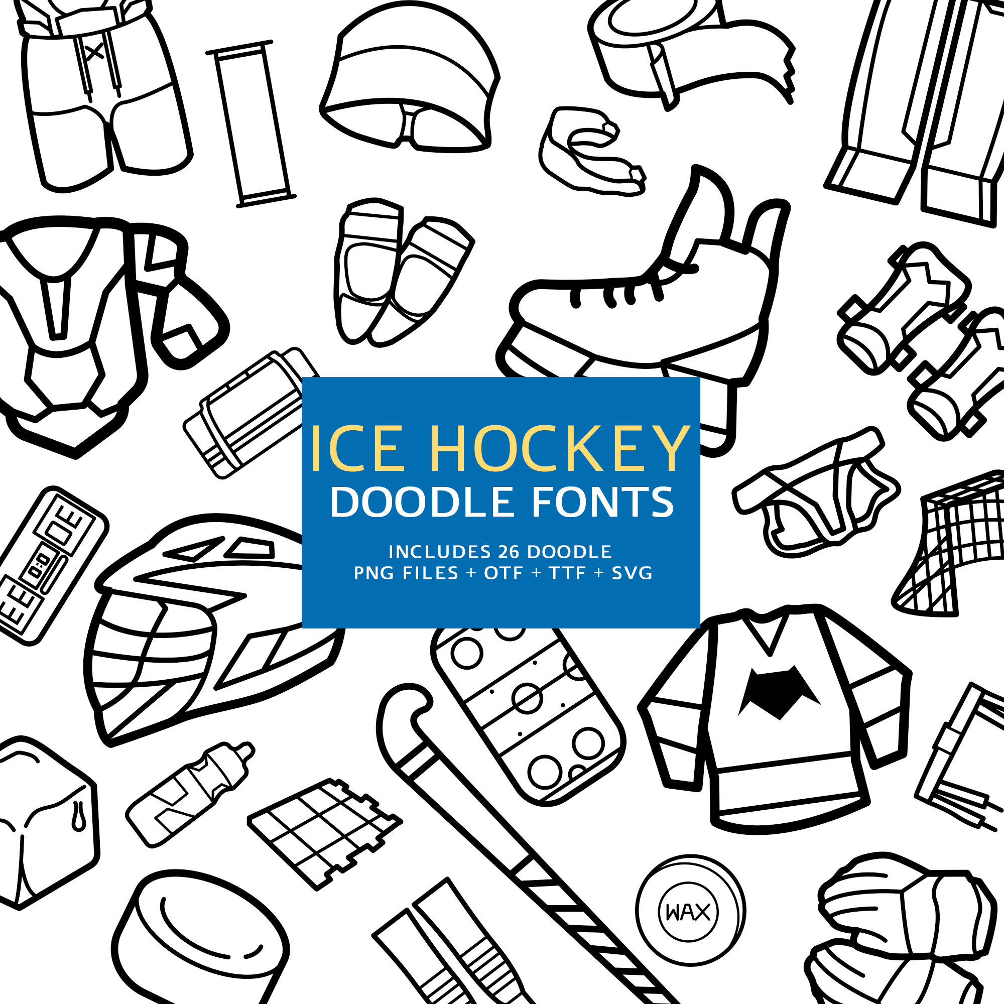 Ice Hockey Doodle Fonts, Instant File Otf, Ttf Font Download, Sports ...