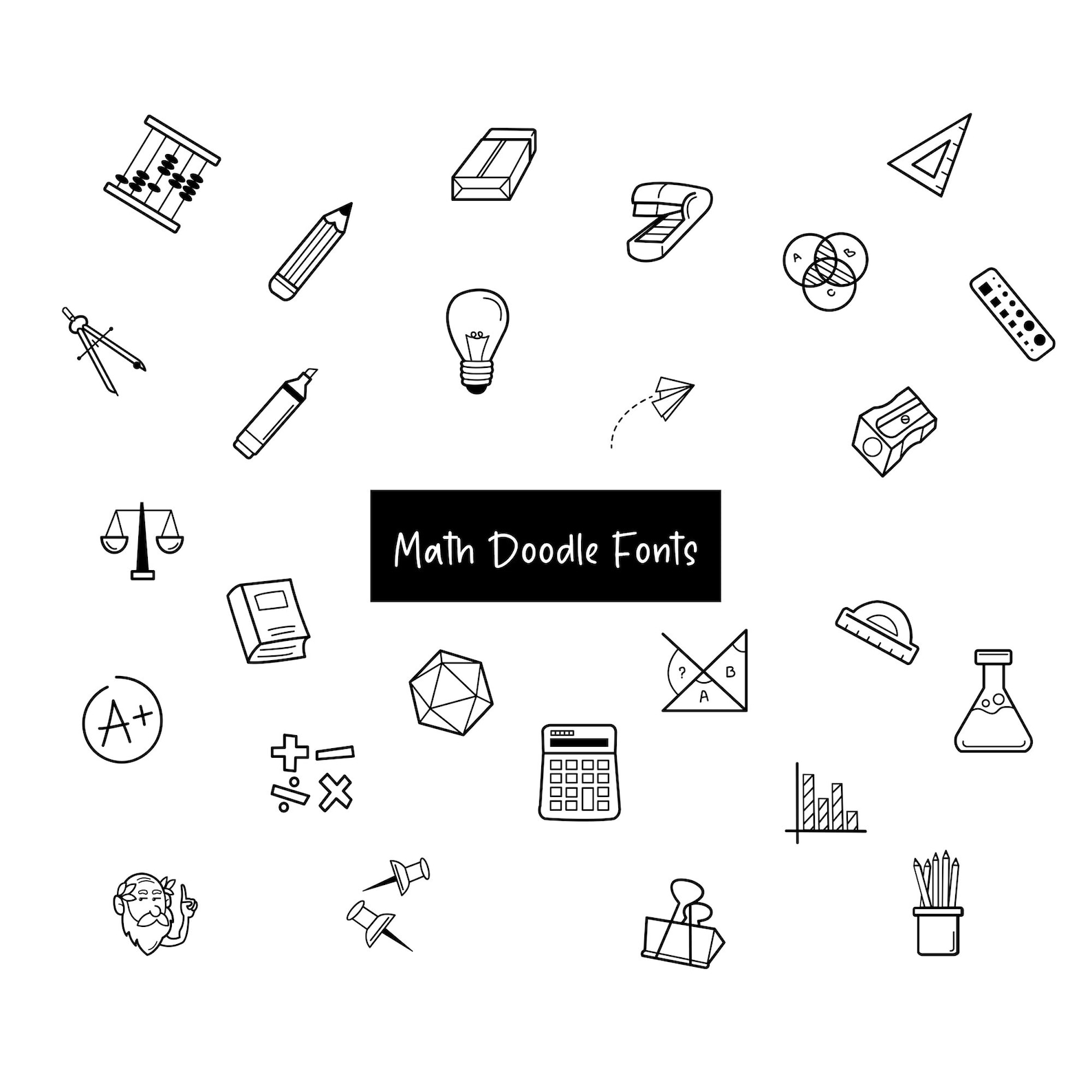 Math Doodle Font, Instant File Otf, Ttf Font Download, Maths Subject ...