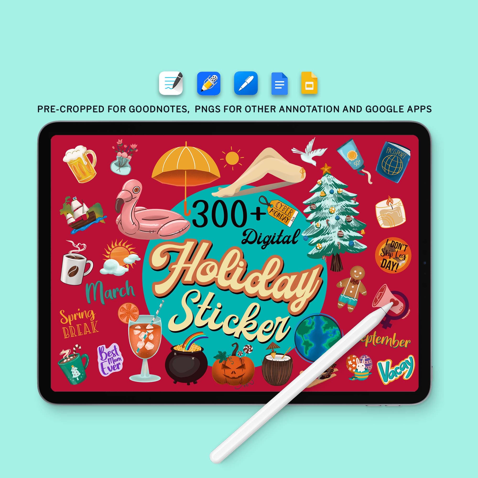 Holiday Digital Sticker Pack 300 Png Digital Planner - Etsy
