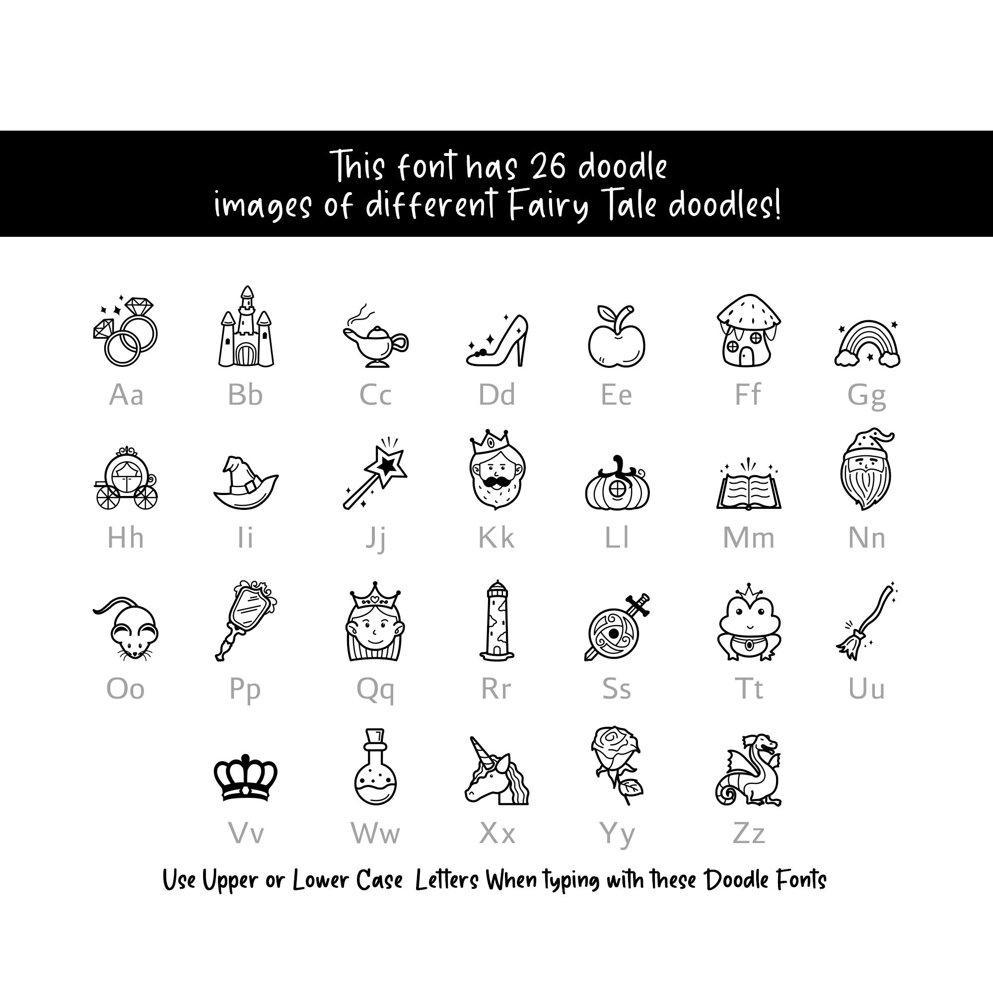 Fairy Tale Doodle Fonts, Instant File Otf, Ttf Font Download, Digital ...