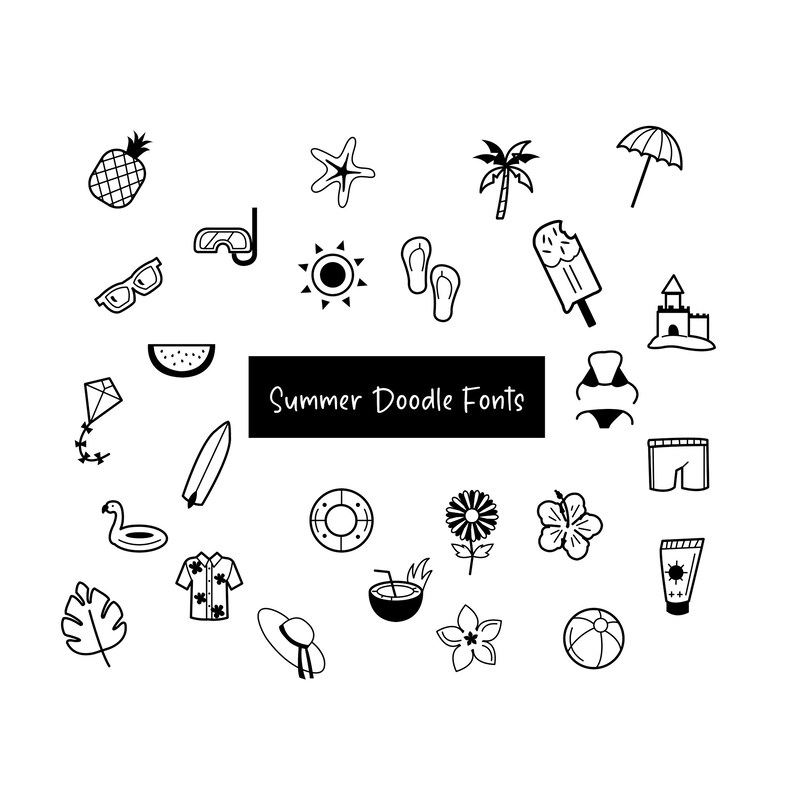 Summer Doodle Fonts, Instant File Otf, Ttf Font Download, Digital ...
