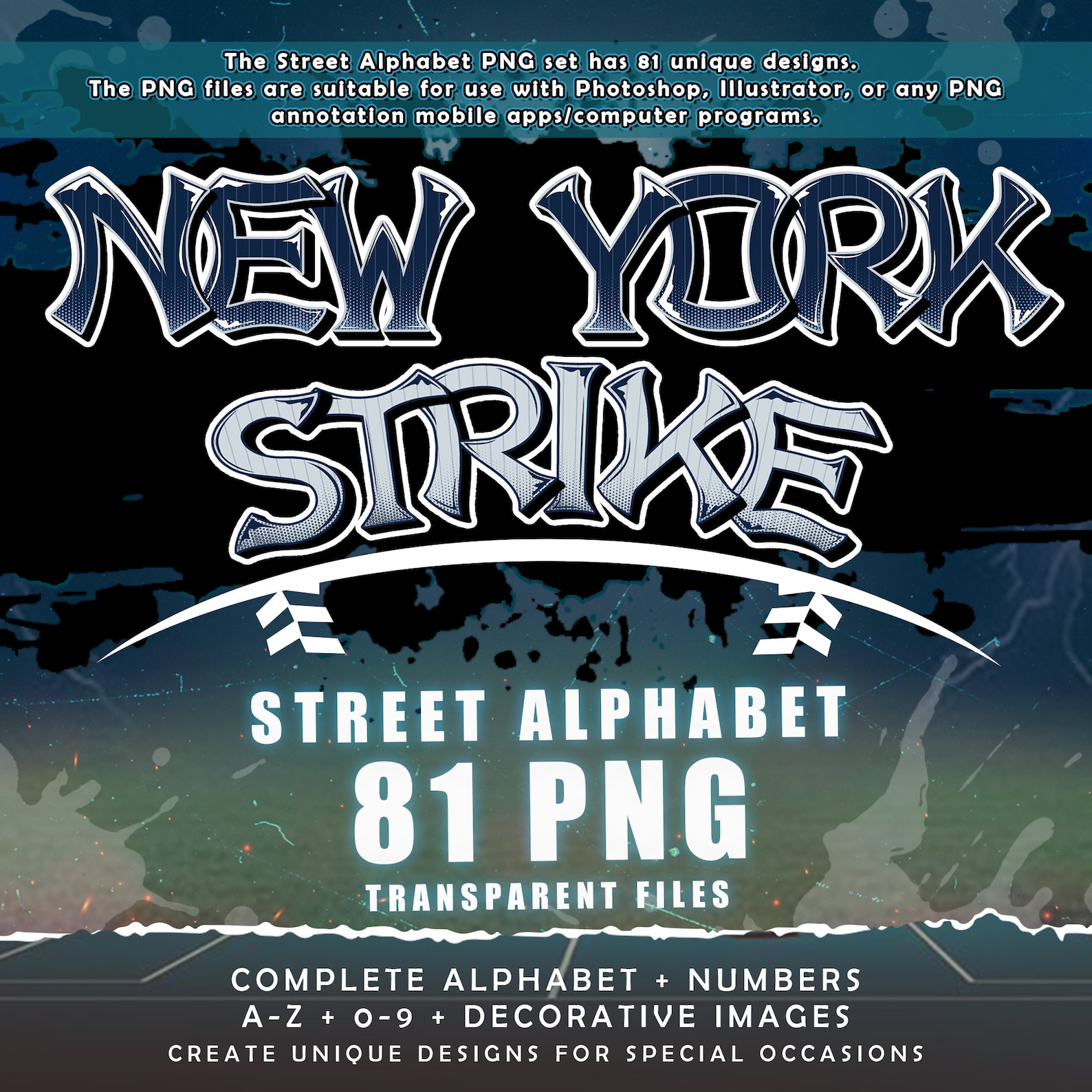 New York Strike Graffiti Street Alphabet Font, 81 PNG Transparent Files ...