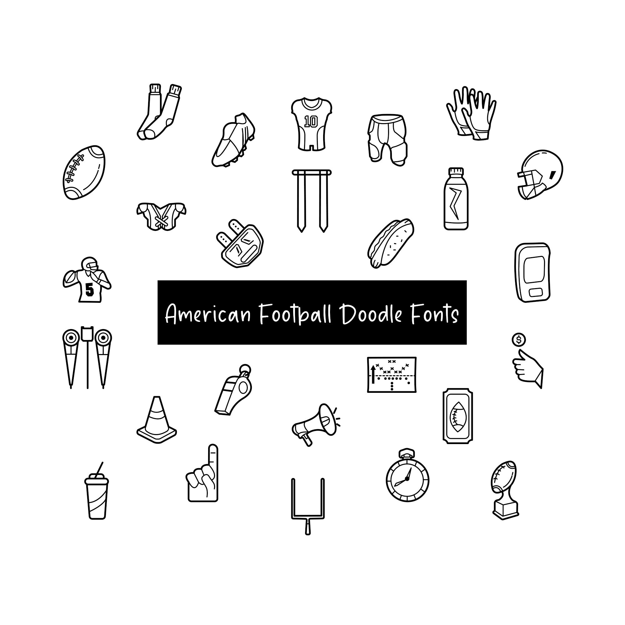 American Football Doodle Fonts, Instant File Otf, Ttf Font Download ...