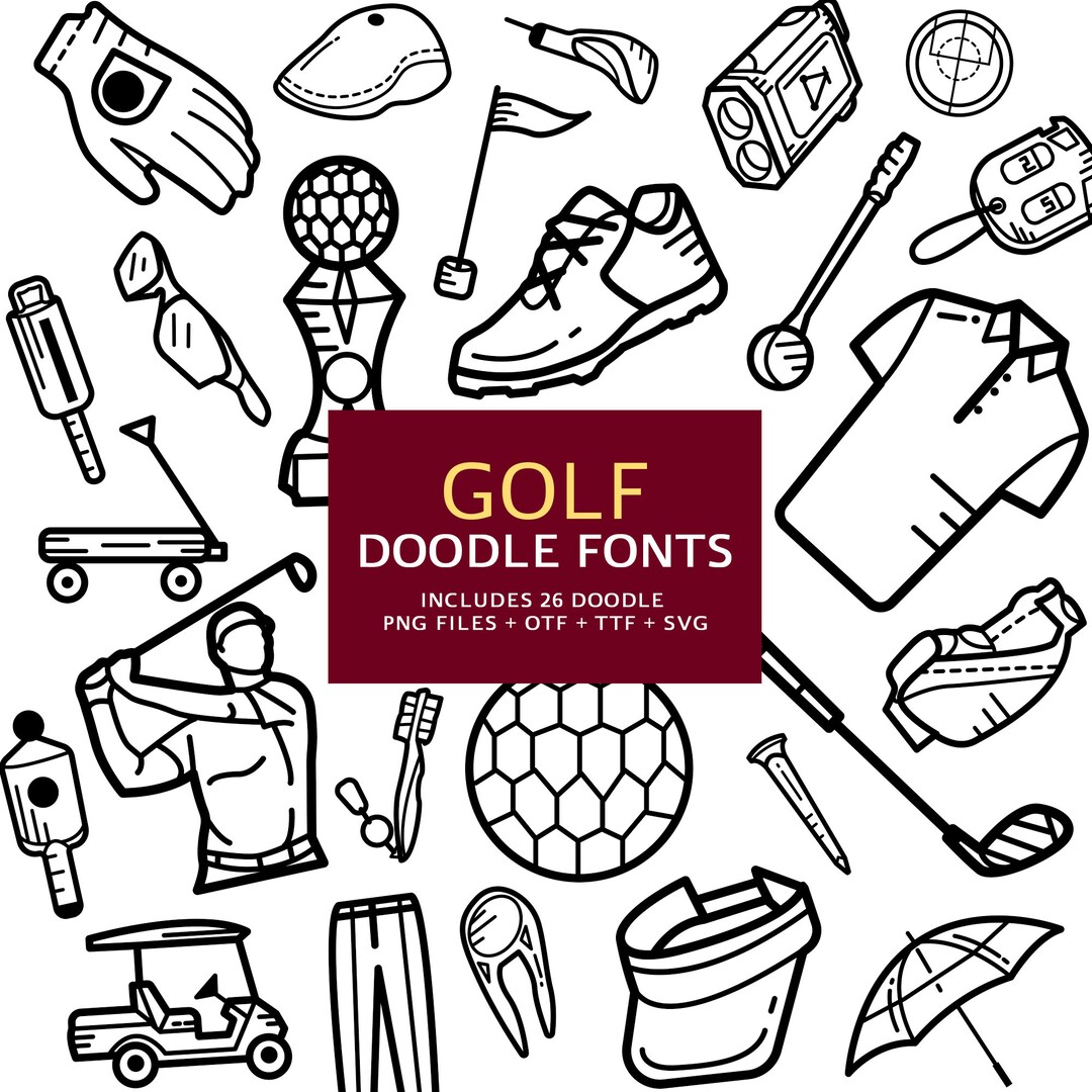 Golf Doodle Fonts, Instant File Otf, Ttf Font Download, Sports Theme ...
