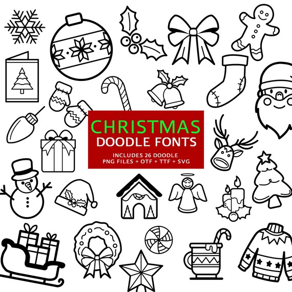 Christmas Doodle Fonts Instant File Otf Ttf Font Download | Etsy